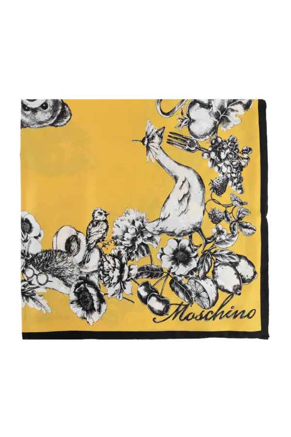 Moschino Silk Scarf With Print - Yellow