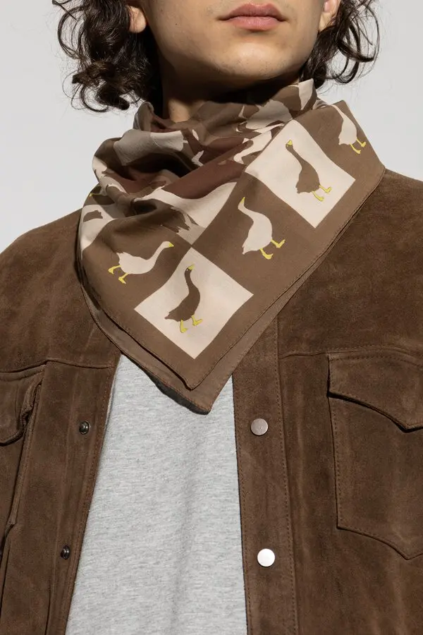 Moschino Cotton Scarf With Print - Brown