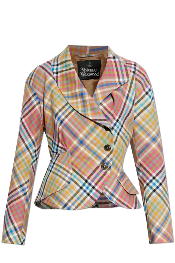 VIVIENNE WESTWOOD Wool Tartan Blazer With Asymmetrical Cut - Multicolour