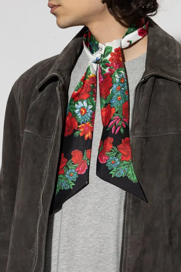 Moschino Silk Scarf With Floral Motif - Multicolour