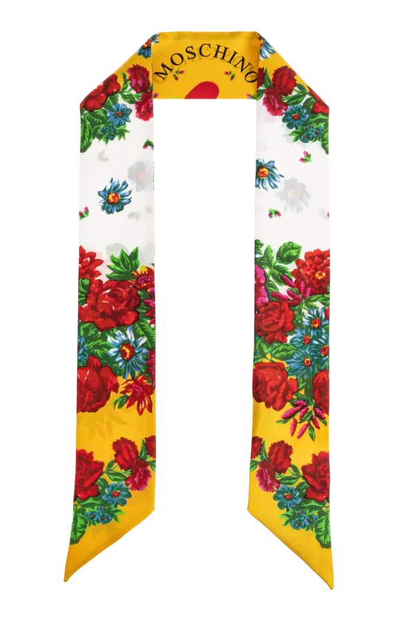 Moschino Silk Scarf With Floral Motif - Multicolour