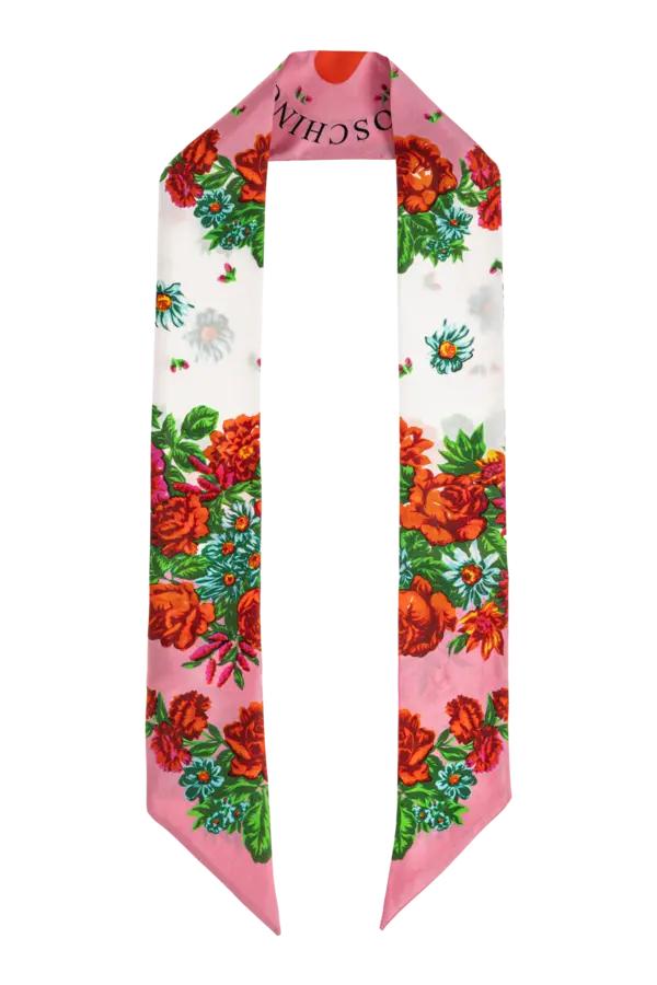 Moschino Silk Scarf With Floral Motif - Multicolour