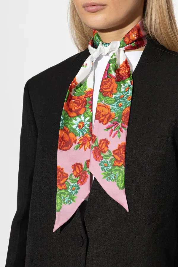 Moschino Silk Scarf With Floral Motif