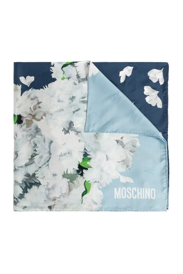 Moschino Silk Scarf With Print - Blue