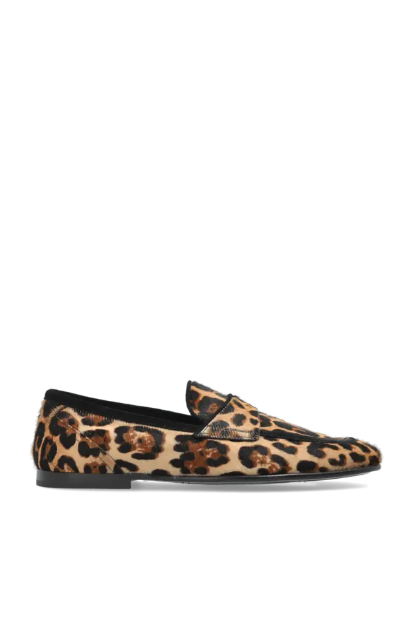 Dolce & Gabbana Leopard Print Velour Loafers - Brown