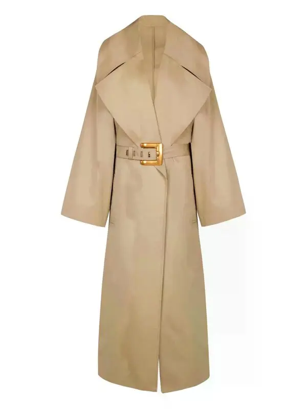 Balmain Belted Cotton Gabardine Trench Coat