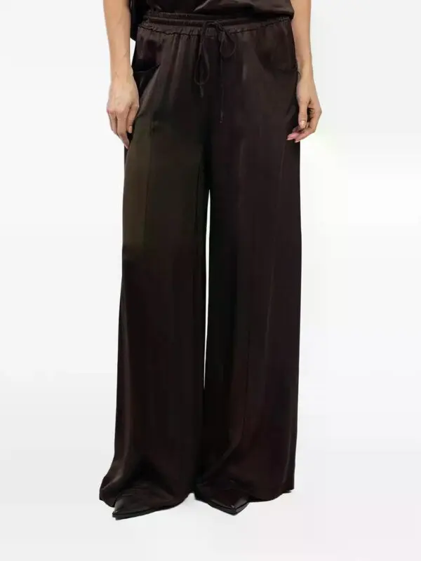 ANY PLACE Drawstring-waist Satin Trousers