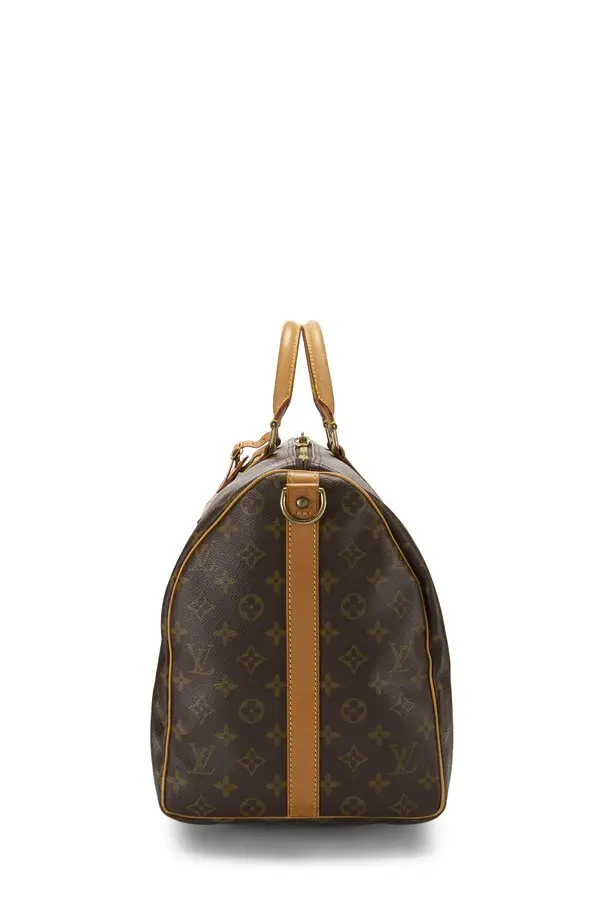 LOUIS VUITTON Monogram Keepall Bandouliere 50 Travel Bag - Brown
