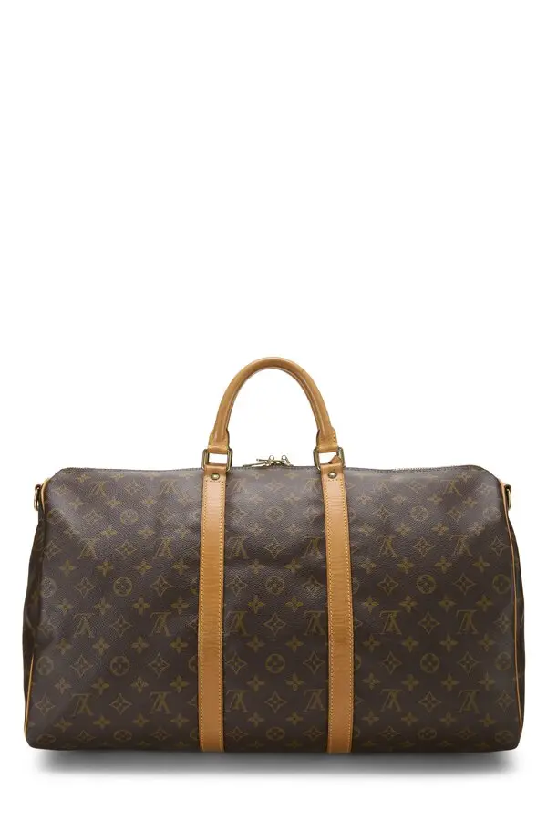 LOUIS VUITTON Monogram Keepall Bandouliere 50 Travel Bag - Brown