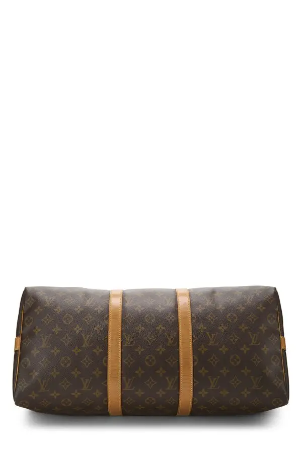 LOUIS VUITTON Monogram Keepall Bandouliere 50 Travel Bag - Brown