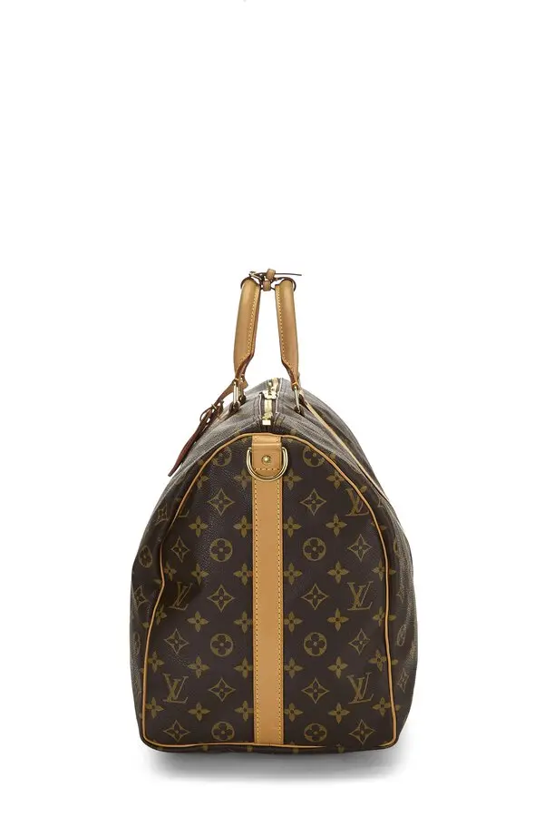 LOUIS VUITTON Monogram Keepall Bandouliere 50 Travel Bag - Brown