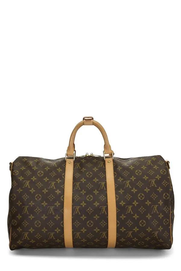 LOUIS VUITTON Monogram Keepall Bandouliere 50 Travel Bag - Brown