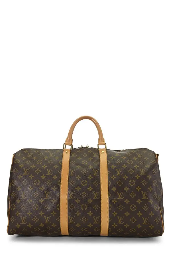 LOUIS VUITTON Monogram Keepall Bandouliere 50 Duffle Bag - Brown
