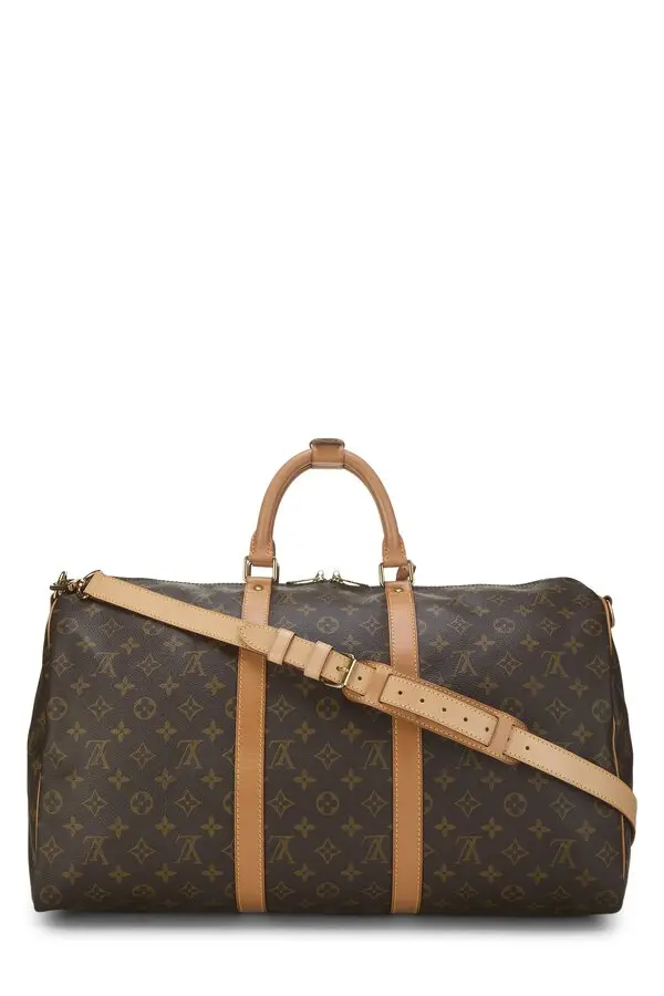 LOUIS VUITTON Monogram Keepall Bandouliere 50 Duffle Bag - Brown