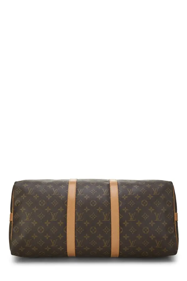 LOUIS VUITTON Monogram Keepall Bandouliere 50 Duffle Bag - Brown