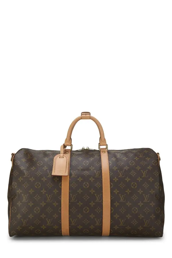 LOUIS VUITTON Monogram Keepall Bandouliere 50 Duffle Bag - Brown