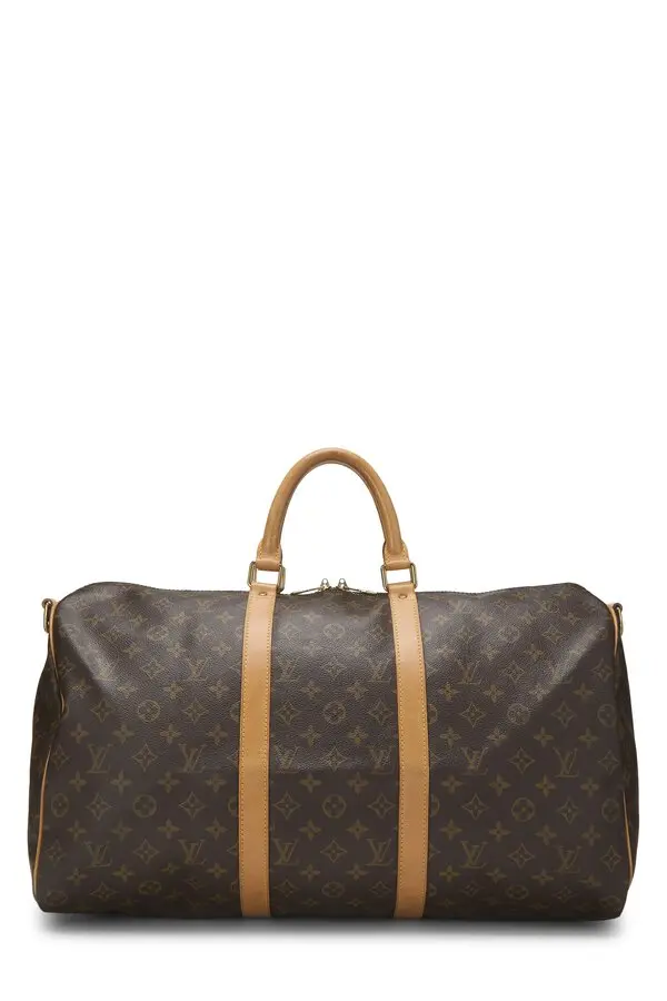 LOUIS VUITTON Monogram Keepall Bandouliere 50 Duffle Bag - Brown