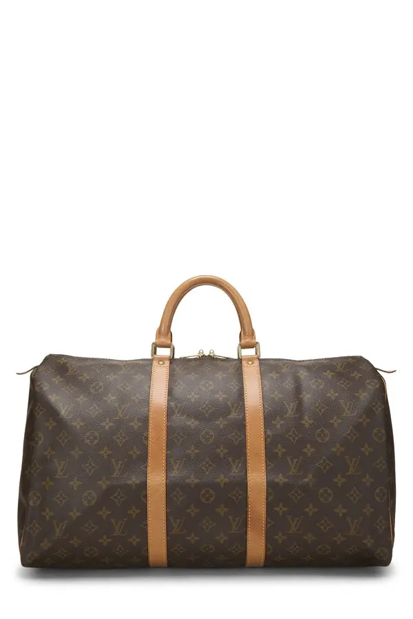 LOUIS VUITTON Monogram Keepall Bandouliere 50 Duffle Bag - Brown
