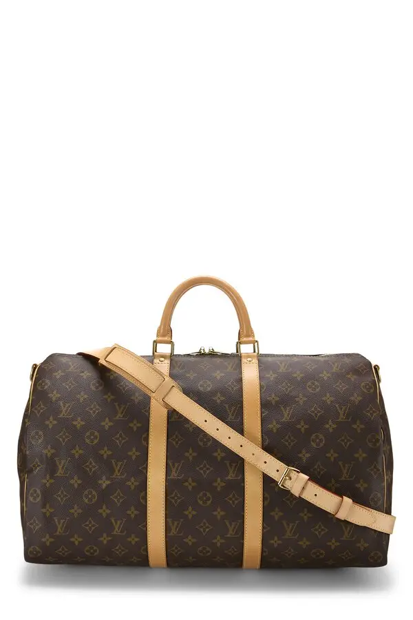 LOUIS VUITTON Monogram Keepall Bandouliere 50 Duffle Bag - Brown