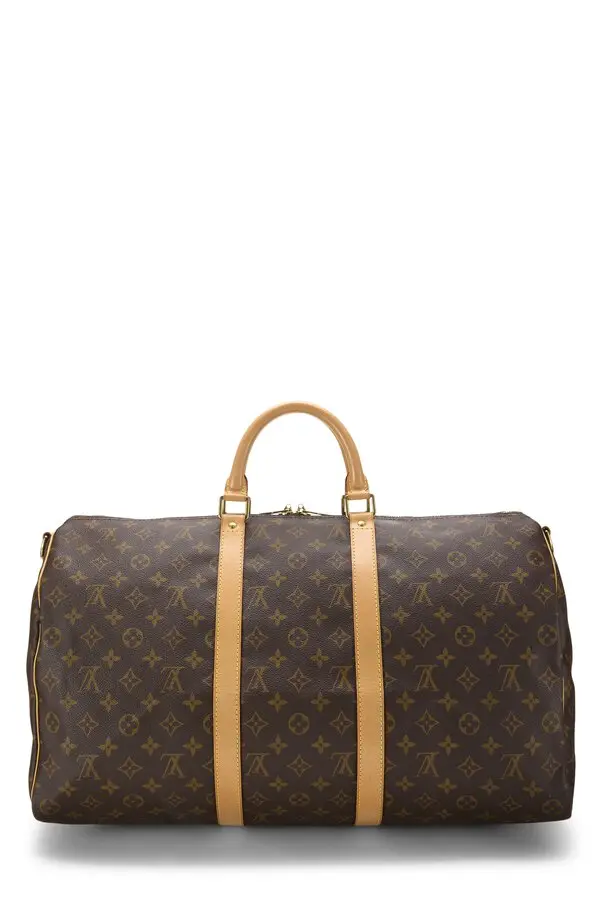 LOUIS VUITTON Monogram Keepall Bandouliere 50 Duffle Bag - Brown