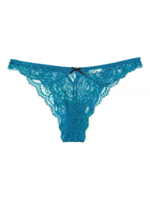 Fleur Du Mal Bianca Lace Cheeky Briefs - Blue