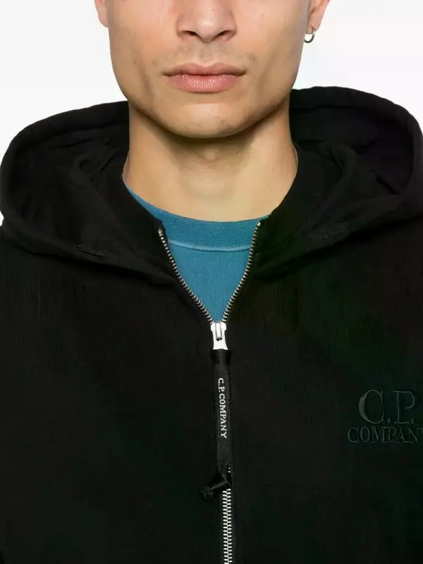 C.P. COMPANY Logo-embroidered Hoodie - Black