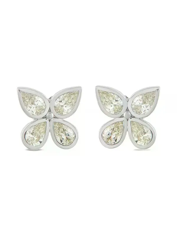 LB EXCLUSIVE Diamond Four-petal Earrings - Silver