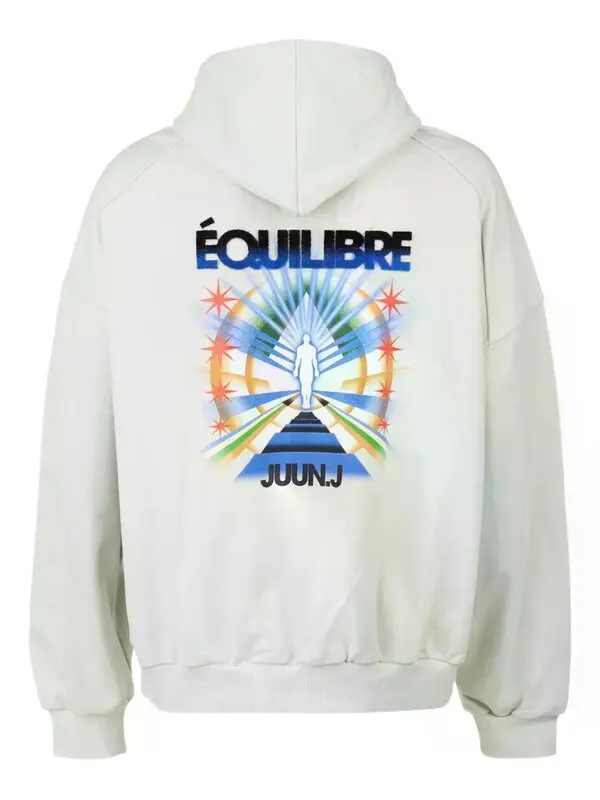 JUUN.J Graphic Print Hoodie - Neutrals