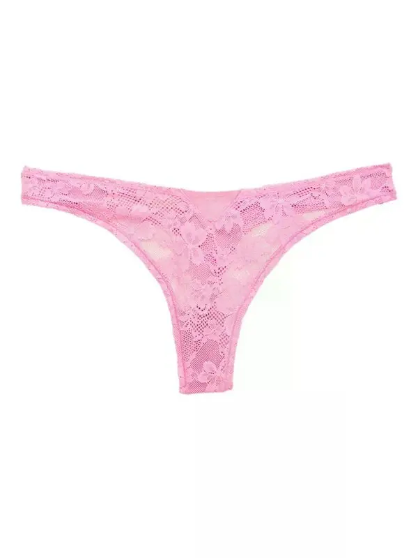 Fleur Du Mal Le Stretch Lace Thong - Pink