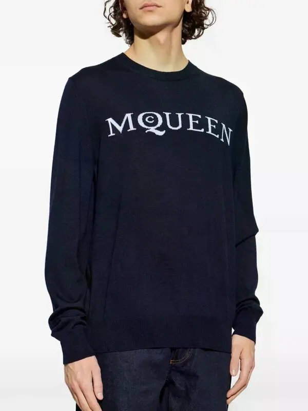 Alexander McQueen Intarsia-knit Logo Sweater - Blue