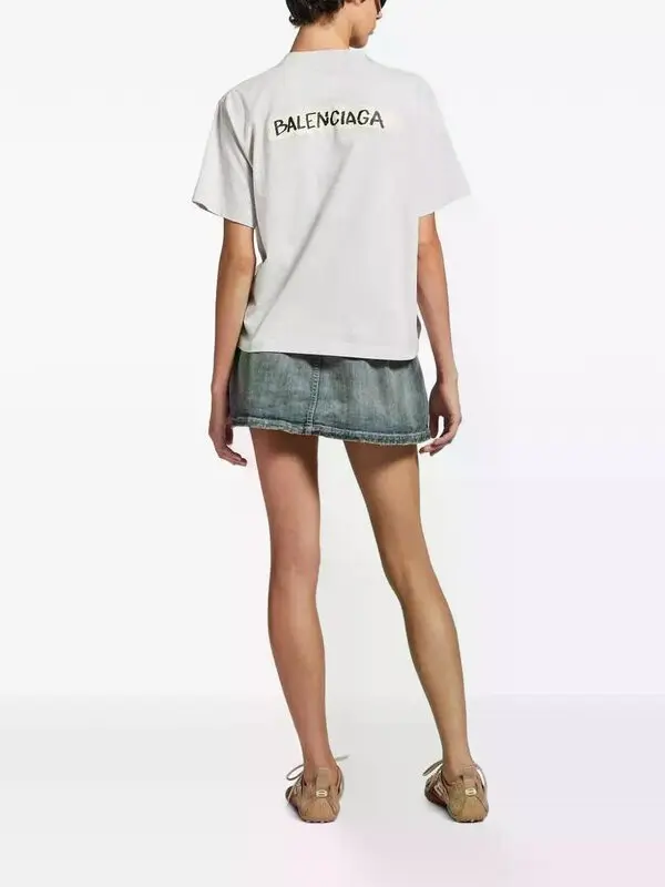 Balenciaga Logo Short-sleeved T-shirt - Neutrals