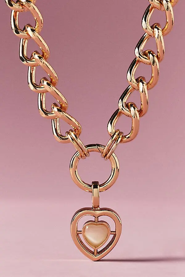 Anthropologie Chunky Heart Chain Necklace - Gold