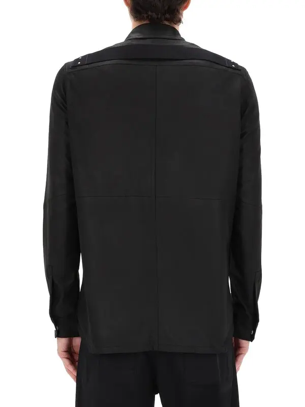 Rick Owens Leather Shirt Jacket - Black