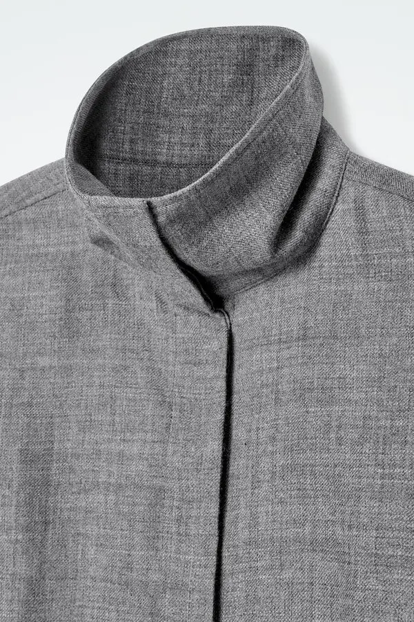 Cos Relaxed Mock-neck Wool-flannel Shirt