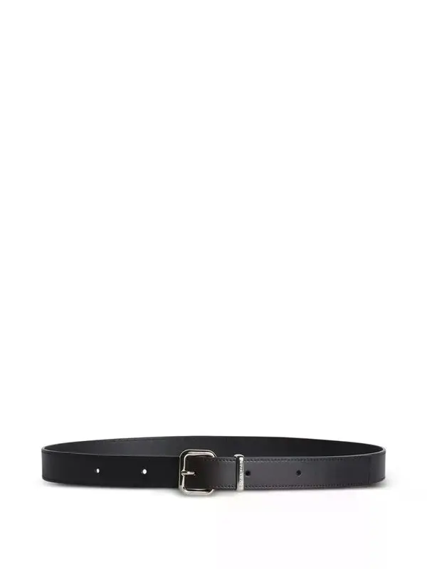 Maison Kitsuné Leather Belt With Silver-tone Buckle - Black