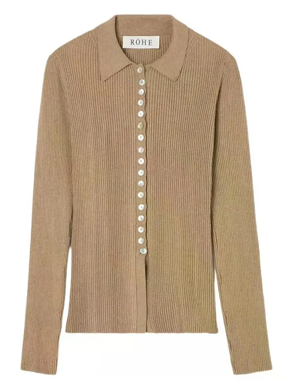 RÓHE Ribbed Buttoned Cardigan