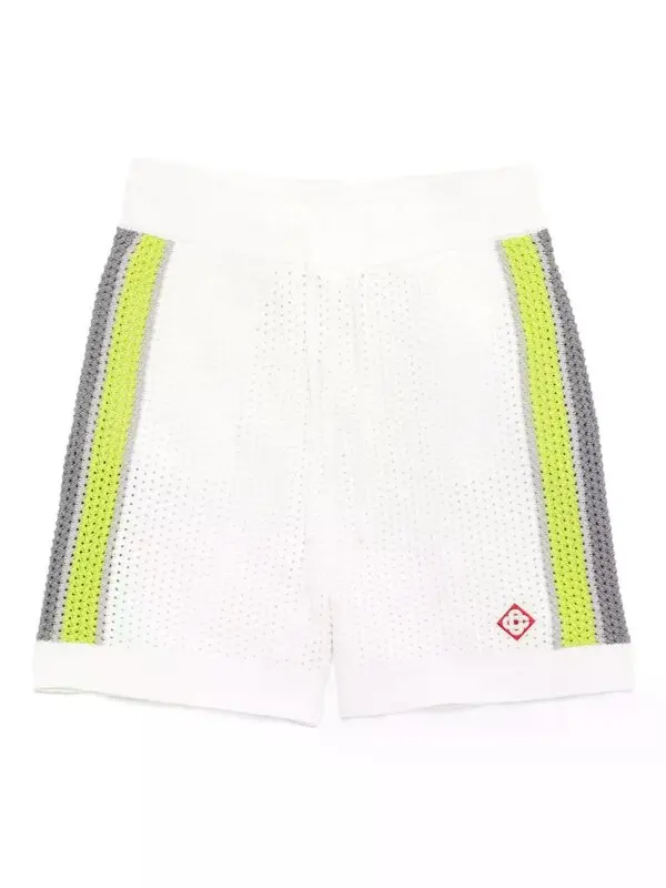 Casablanca Striped Crochet Shorts - White