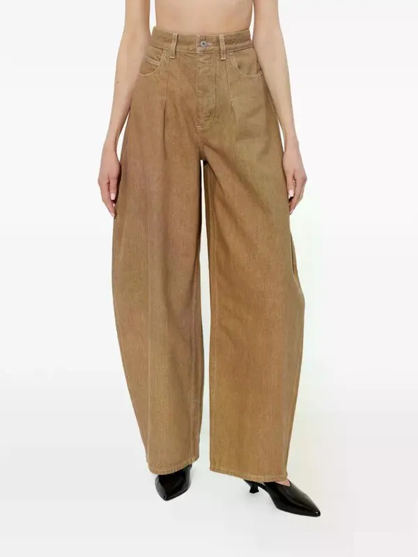 Jacquemus Pleat-detail Wide-leg Denim Jeans - Brown