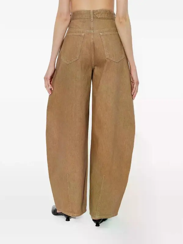 Jacquemus Pleat-detail Wide-leg Denim Jeans - Brown
