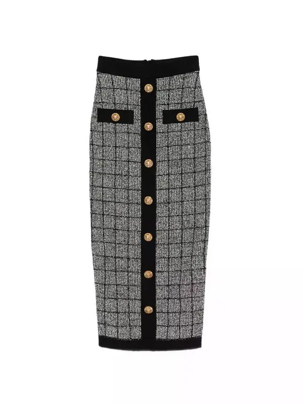 Balmain Buttoned Midi Skirt - Grey