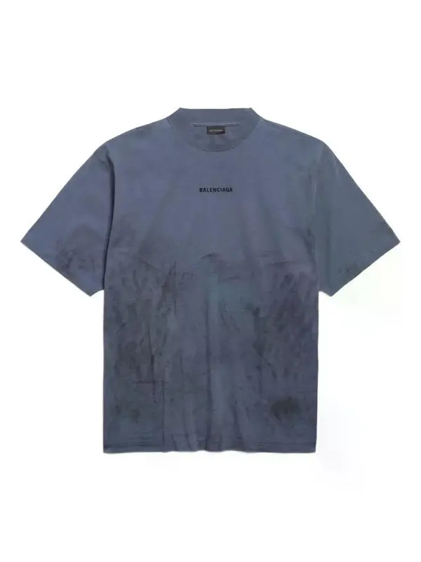 Balenciaga Mock-neck Logo T-shirt - Blue