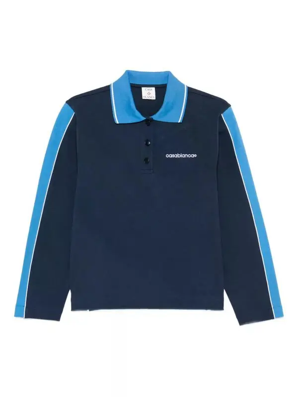 Casablanca Long-sleeve Stripe Polo Shirt - Blue