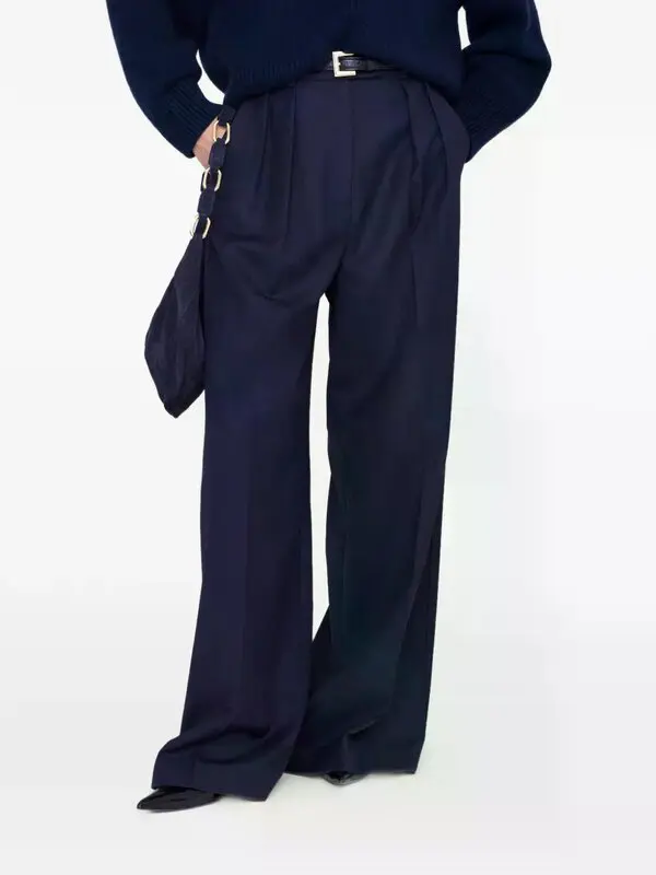 ANINE BING Pleated Palazzo Trousers - Blue
