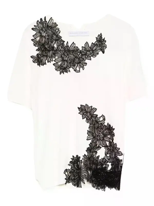 Ermanno Scervino Floral Appliqué T-shirt - White