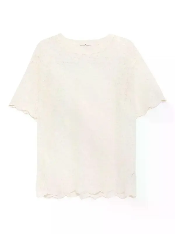 Ermanno Scervino Scalloped Lace Top - Neutrals