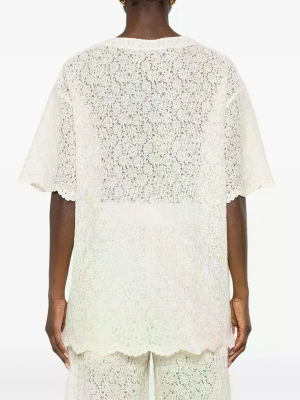 Ermanno Scervino Scalloped Lace Top - Neutrals
