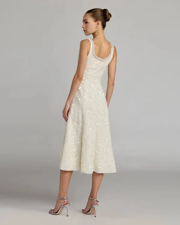 Mac Duggal Embellished Boucle A-line Midi Dress