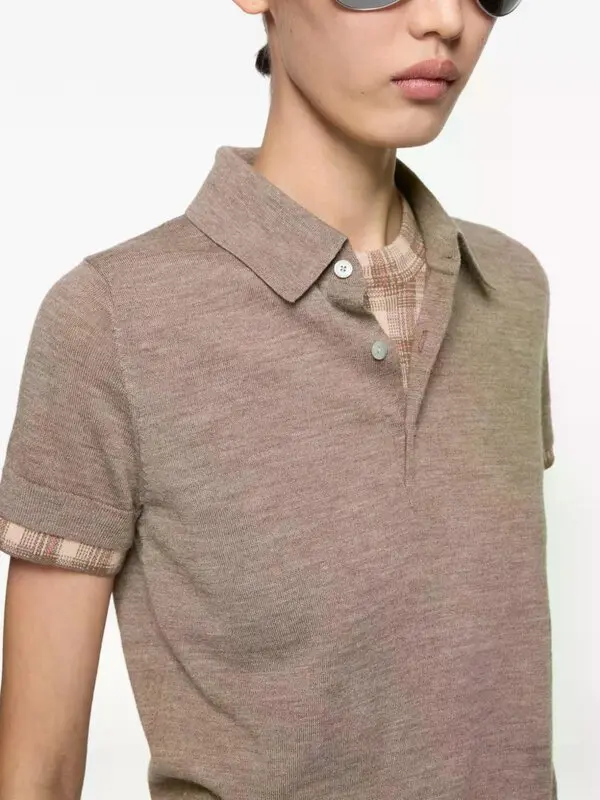 Acne Studios Melange Check Polo Shirt - Neutrals