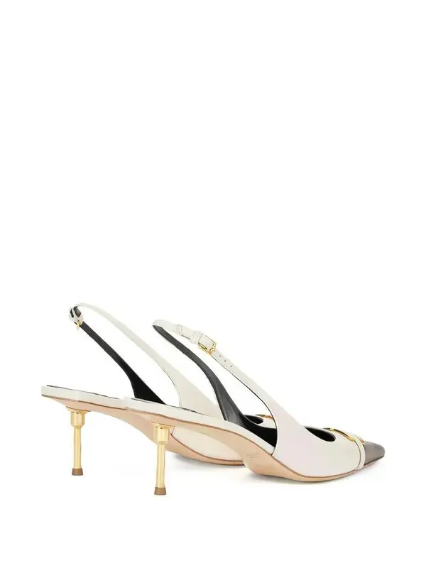 Elisabetta Franchi Logo Leather Slingback Pumps