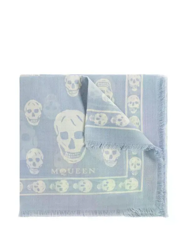 Alexander McQueen Skull Fringed Scarf - Blue